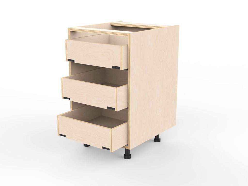 500mm 3 Drawer – Natural – Plyology Kitchens