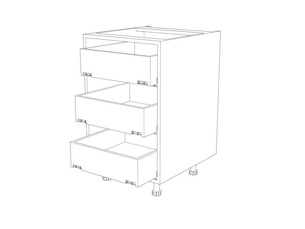 500mm 3 Drawer – Natural – Plyology Kitchens