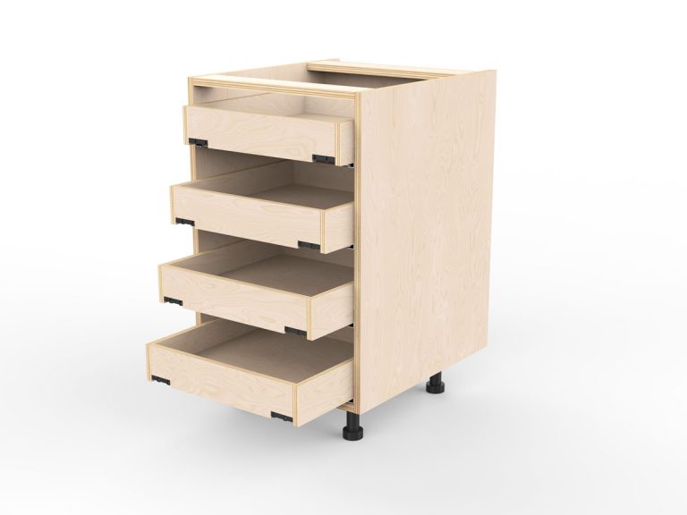 500mm 4 Drawer – Natural – Plyology Kitchens