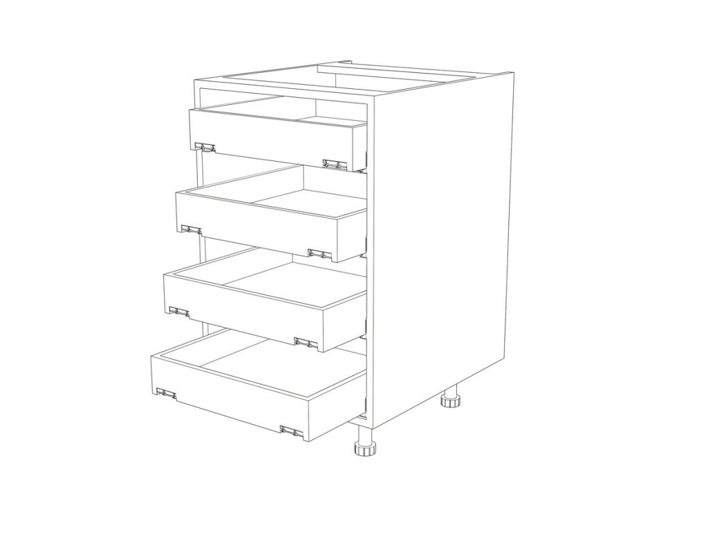 500mm 4 Drawer – Natural – Plyology Kitchens