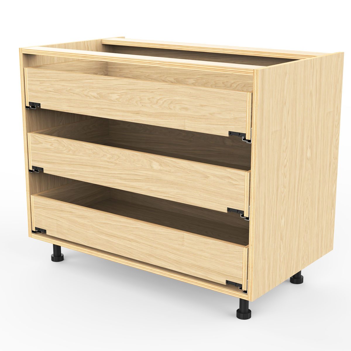 500mm 3 Drawer – Oak – Plyology Kitchens