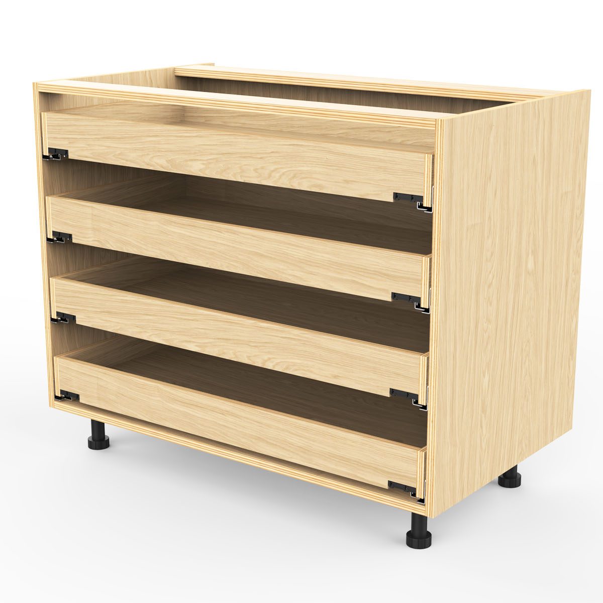 1000mm 3 Drawer – Oak – Plyology Kitchens