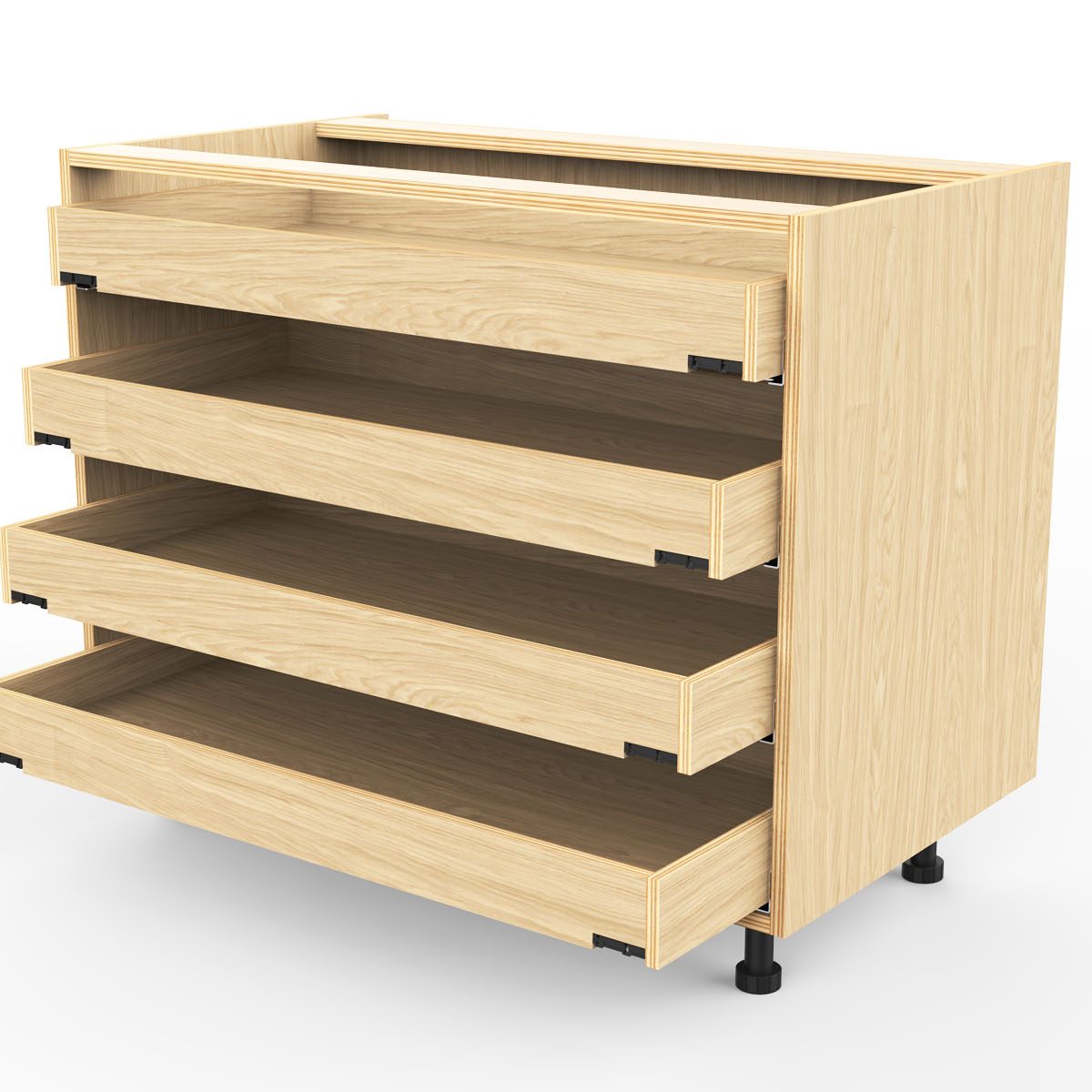1000mm 3 Drawer – Oak – Plyology Kitchens