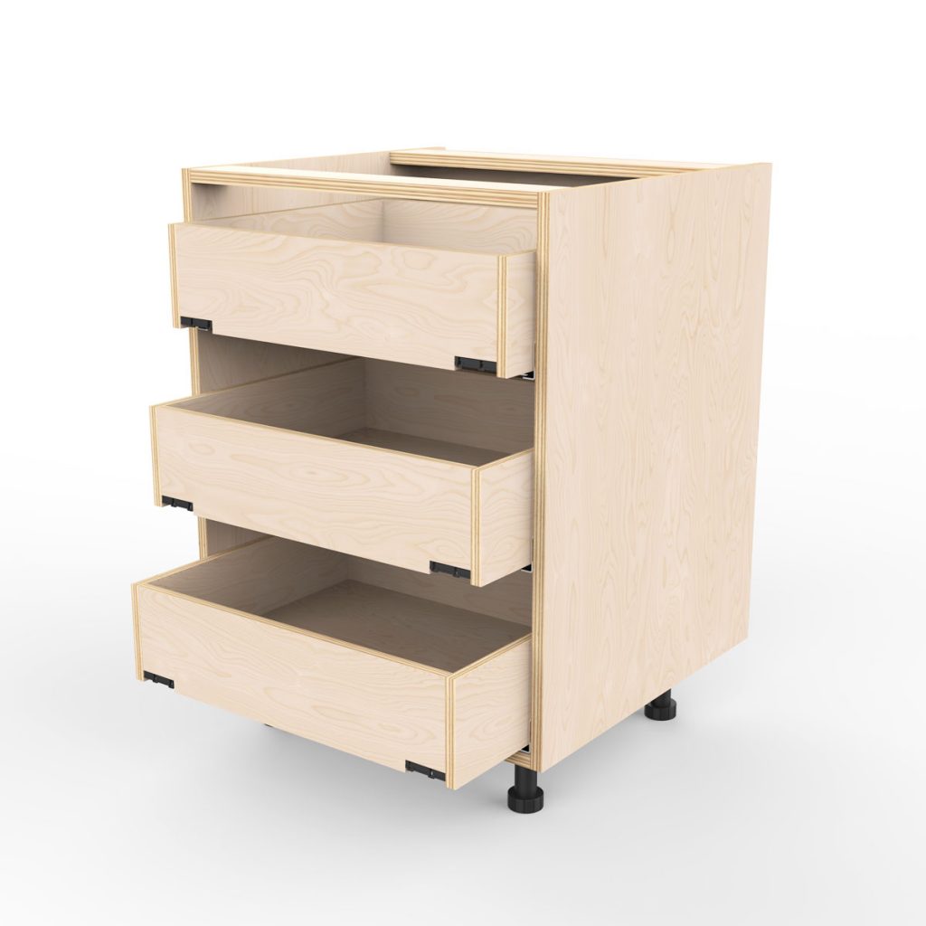 600mm 3 Drawer – Natural – Plyology Kitchens