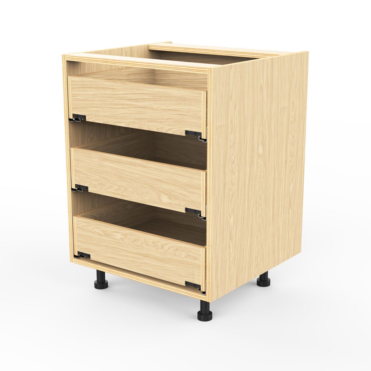 1000mm 3 Drawer – Oak – Plyology Kitchens
