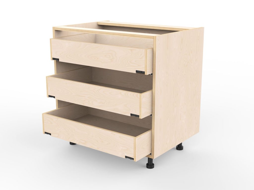 800mm 3 Drawer – Natural – Plyology Kitchens