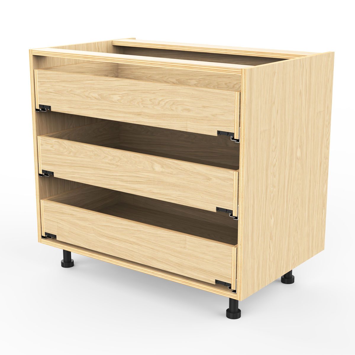 1000mm 3 Drawer – Oak – Plyology Kitchens
